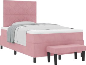 Postel s boxspringem s čelo Růžová 190 x 120 cm samet 3344569