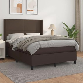 Box spring postel s matrací hnědá 140x190 cm umělá kůže,  3132378