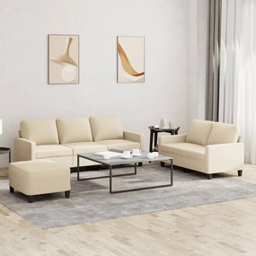 3dílná sedací souprava s poduškami krémová textil 3201470