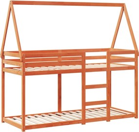 Patrová postel se střechou voskově hnědá 90x200 cm borové dřevo 3282078