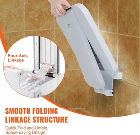 skládací ABS sprchové sedátko 39,9 × 42,4 cm nástěnná sprchová lavice 199,6 kg