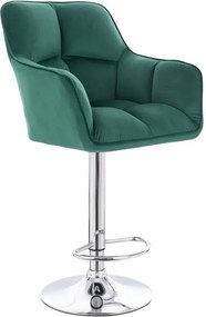 LuxuryForm DESIGN Barová židle AMALFI VELUR na stříbrné kulaté podstavě - zelená