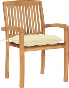 Zahradní židle 2 ks krémově bílé podušky masivní teak 3063269