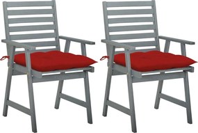 vidaXL Zahradní jídelní židle s poduškami 2 ks masivní akáciové dřevo [3064416] Barva: Červená