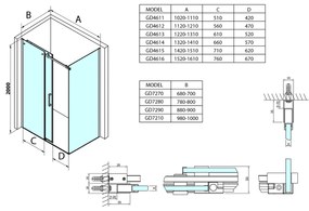 Gelco DRAGON boční stěna 1000mm, čiré sklo GD7210 GD7210