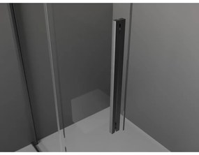 Mexen Velar L, posuvná sprchová zástěna Walk-in 90 x 200 cm, 8mm čiré sklo, grafit broušený, 871-090-003-03-66