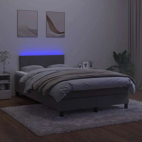 Box spring postel s matrací a LED tmavě šedá 120 x 190 cm samet 3270142