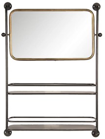 Vintage zrcadlo s kovovým rámem a policemi - 61*14*85 cm