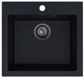Sink Quality Ferrum 50, kuchyňský granitový dřez 490x450x195 mm + černý sifon, brocade, SKQ-FER.B.1K50.XB