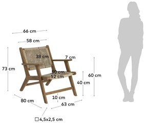 Hnědé akátové zahradní křeslo Kave Home Geralda s výpletem