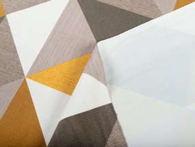 Biante Sametový závěs Tamara TMR-020 Žluto-šedé trojúhelníky 145x140 cm