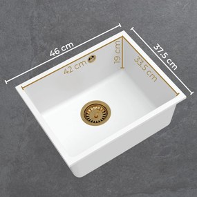 Sink Quality Crypton 55, kuchyňský granitový dřez 460x375x205 mm + zlatý sifon, černá, SKQ-CRY.C.1KBO.55.XG