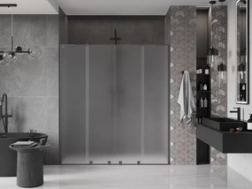 Mexen Velar L Duo, posuvné sprchové dveře do otvoru 200 cm, 8mm sklo námraza, broušený grafit, 871-200-003-32-95
