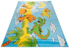Kusový koberec dětský J0250 - Dinosauři - modrý - 200x290 cm