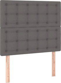 Box spring postel s matrací a LED šedá 90x200 cm umělá kůže 3135925