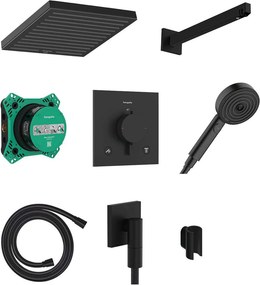 Hansgrohe Pulsify E - Sprchový set s termostatem pod omítku, s tělesem, 26x26 cm, EcoSmart, matná černá 24625670