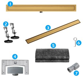 BPS-koupelny Lineární sprchový odtokový žlab 2v1 DL01 FIX 100 cm, zlatý