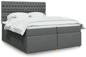 Box spring postel s matrací tmavě šedá 200x200 cm textil 3291395