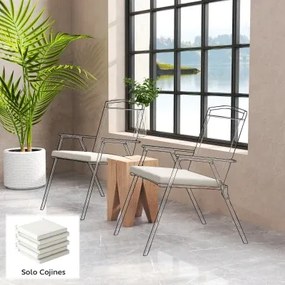 Outsunny sada sedacích polštářů pro jídelní židle 46x42x7 cm 6 kusů s pratelným potahem a pásky, voděodpudivý a UV-odolný krémový