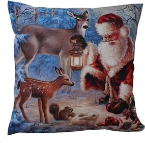 Povlak na polštář Santa se zvířátky 40 × 40 cm