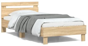 Rám postele s čelem dub sonoma 100 x 200 cm kompozitní dřevo