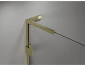 Mexen Lunar, L pětiúhelníkový sprchový kout naklápěcí doleva 100 x 100 cm, 8mm čiré sklo, zlatý profil, 831L-100L-100P-50-00-L