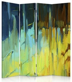 Ozdobný paraván Abstraktní malba - 145x170 cm, čtyřdílný, klasický paraván