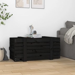 Úložný box černý 91 x 40,5 x 42 cm masivní borové dřevo - Default Title