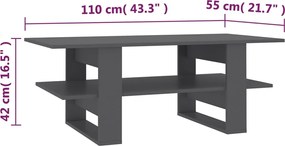 vidaXL Konferenční stolek 110 x 55 x 42 cm dřevotříska [800547] Barva: bílá s vysokým leskem