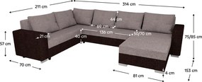 Univerzální sedací souprava, tmavě hnědá/hnědošedá Taupe, BELEN NEW ROH U