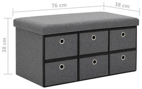 Skládací úložná lavice umělý len 76 x 38 x 38 cm tmavě šedá - Default Title
