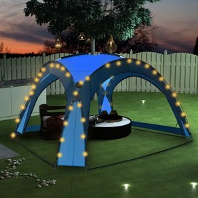 Party stan s LED světly 4 boční stěny 3,6 x 3,6 x 2,3 m modrý,  92236