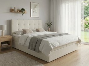 Čalouněná postel boxspring DIRELIS VIBE 140x200 cm krémová Matrace: Matrace Bonell pružinová