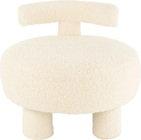 Bílá kulatá stolička s opěrkou Teddy Bouclé White - Ø 52*49 cm