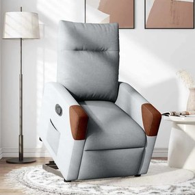 Zvedací polohovací křeslo světle šedé textil 3324006
