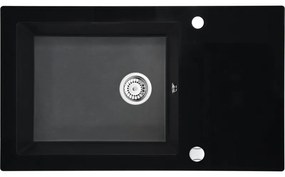 DEANTE CAPELLA ZSC_GX2C Jednodřez s odkapem 860x500x200 Hybrid, granit-sklo, černá - Deante