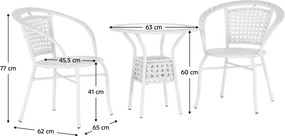 Zahradní ratanový set 1+2, bílá, JENAR