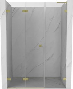 Mexen Lunar-F, L skládací levé sprchové dveře 120 cm, 8mm čiré sklo, zlatý matný profil, 836SL-120-050-55-00-L