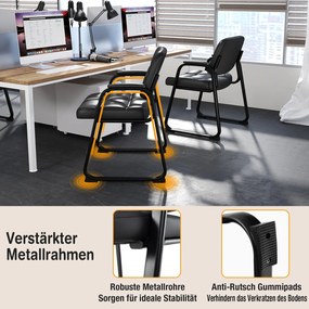 Costway Sada 2 židlí pro hosty, ergonomická recepční židle s kovovým rámem