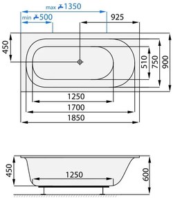 Santech PLUS 185 x 90 cm SAPLU185P vana akrylátová pravá