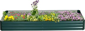 Outsunny Ocelový vyvýšený záhon, Zahradní bedna s chladným rámem 241x90.5x30cm pro květiny, rostliny, ovoce a zeleninu, Tmavě zelená | Aosom