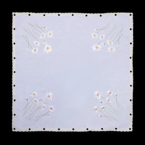 Tegatex Polyesterový ubrus - bílý s květy 85*85 cm