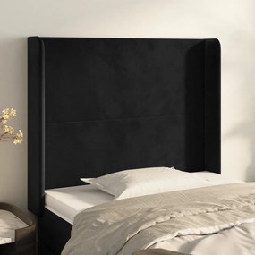 Čelo postele typu ušák černé 103x16x118/128 cm samet 3119344