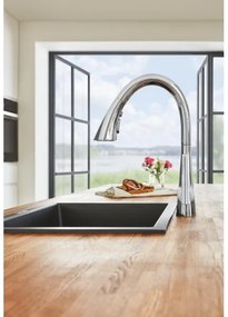 GROHE 31654AP0 - Dřez K700U 533 × 457 mm černý granit/černá