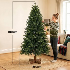HOMCOM Umělý vánoční stromek, 180 cm, s 2419 PE a PVC větvemi, skládací systém, zelený