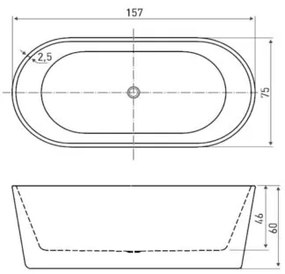 Novoterm Volně stojící akrylátová vana NV-Nora 157x75 bílá + odtokový komplet