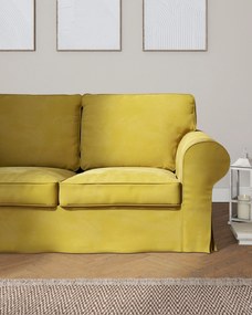 Potah na pohovku IKEA  Ektorp 2-místná, rozkládací, STARÝ MODEL barva zelená látka lesklé, sametová