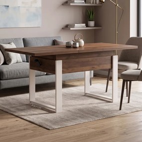 Rozkládací polohovací konferenční stolek HOGO 3v1 | 120-157x62,5-74,5x67 cm | síla horní desky 32 mm | ořech/nohy kašmír