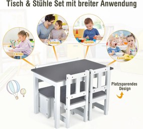 Costway 4dílná dětská sedací skupina dřevěná sedací skupina dětský stůl skupina