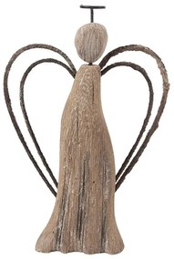 Hnědá dekorace dřevěná figurka anděl Angel Rustic M - 12*3*18 cm